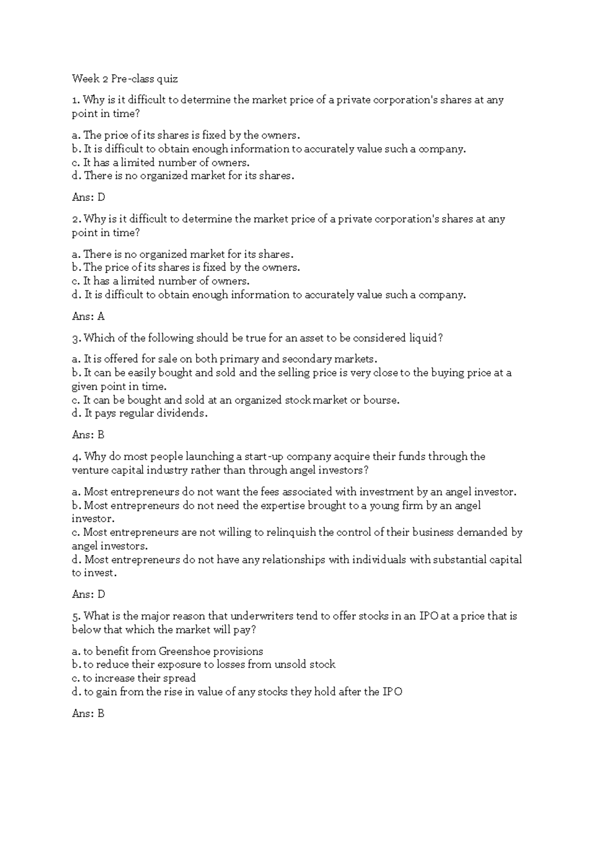 Week 2 Pre-class Quiz - Pre-lecture Quiz Solution - Week 2 Pre-class ...