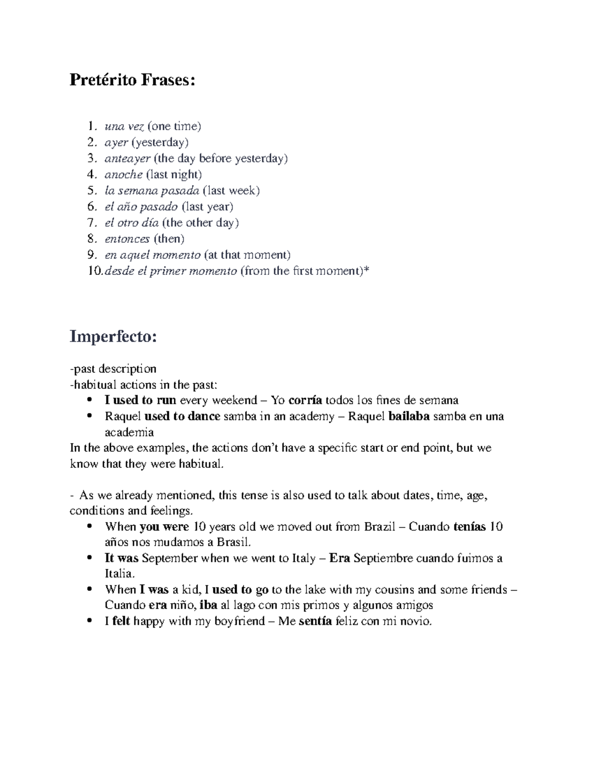 Past Tenses Cheat sheet with new verbs - SPN 326 - University of Texas ...