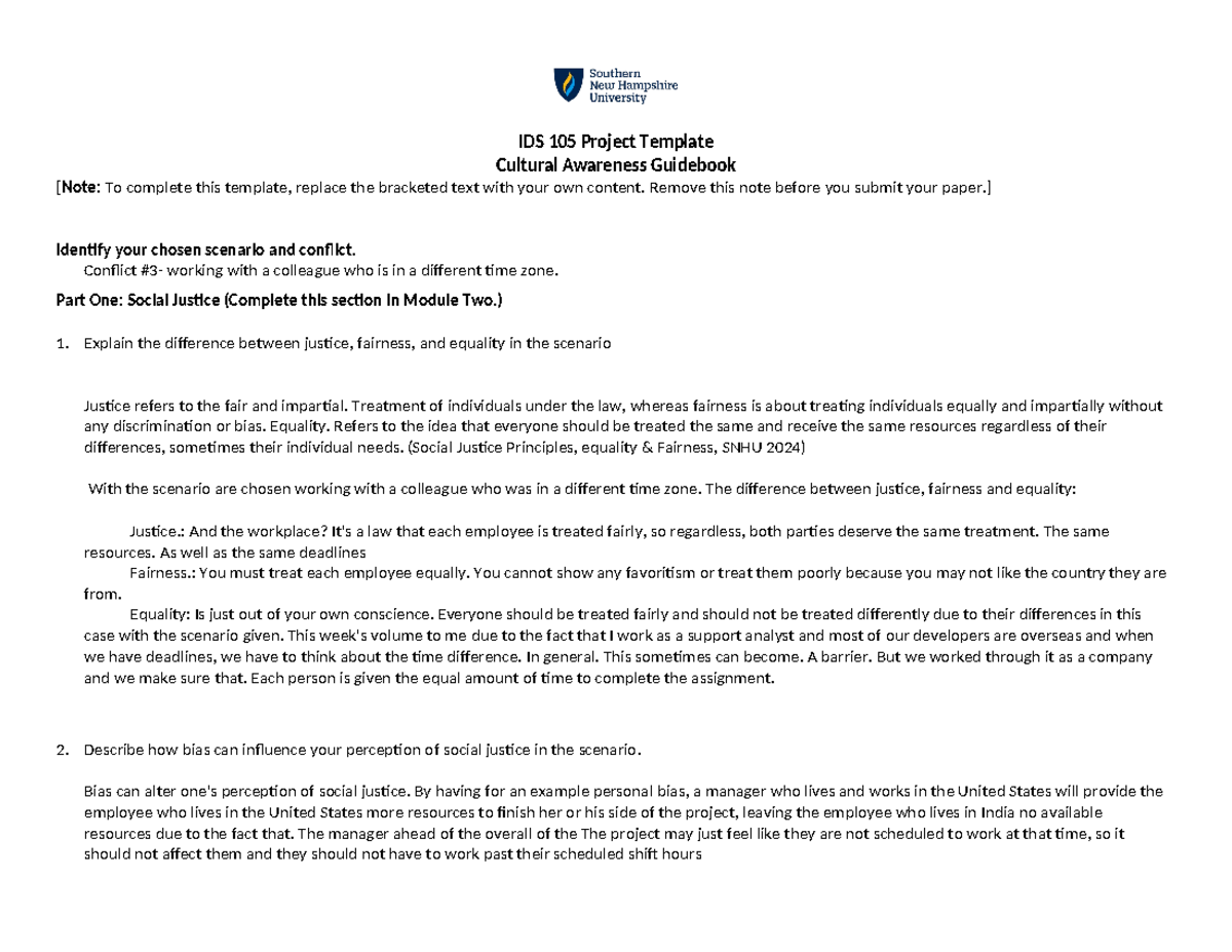 IDS week 4 - Notes - IDS 105 Project Template Cultural Awareness ...