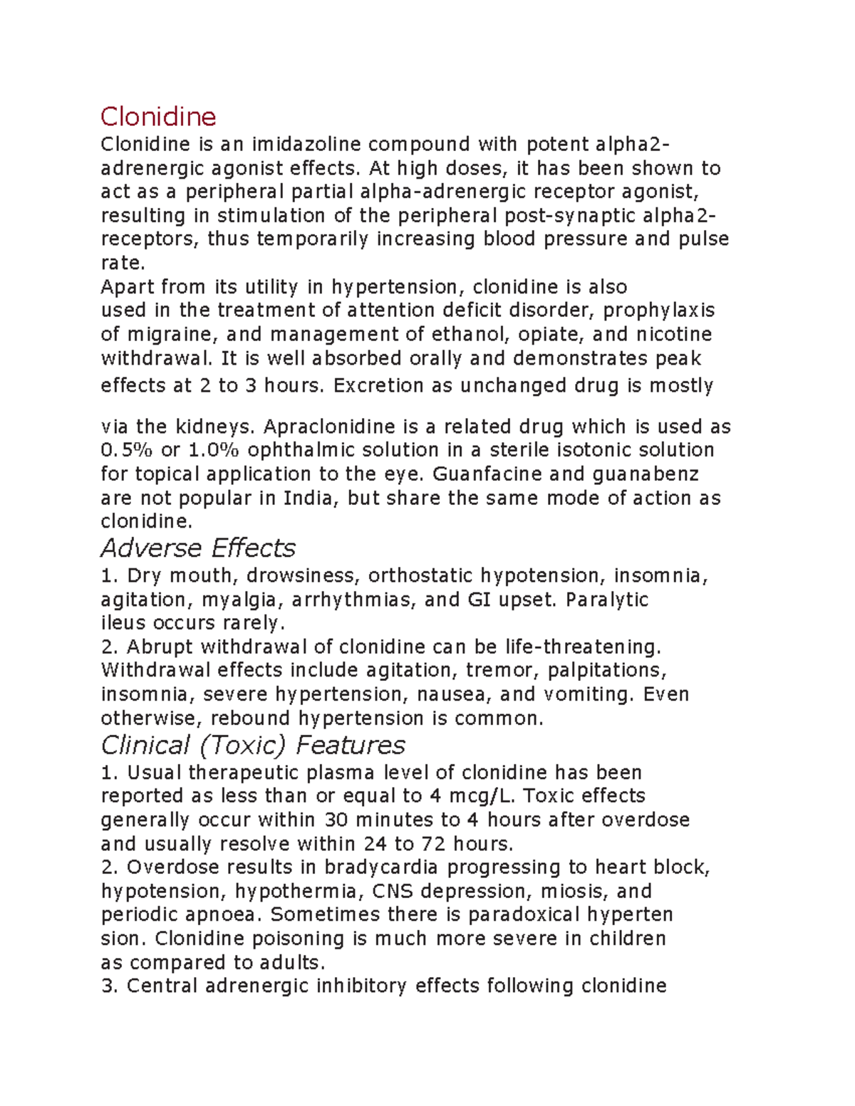 Clonidine - Clonidine Clonidine is an imidazoline compound with potent ...