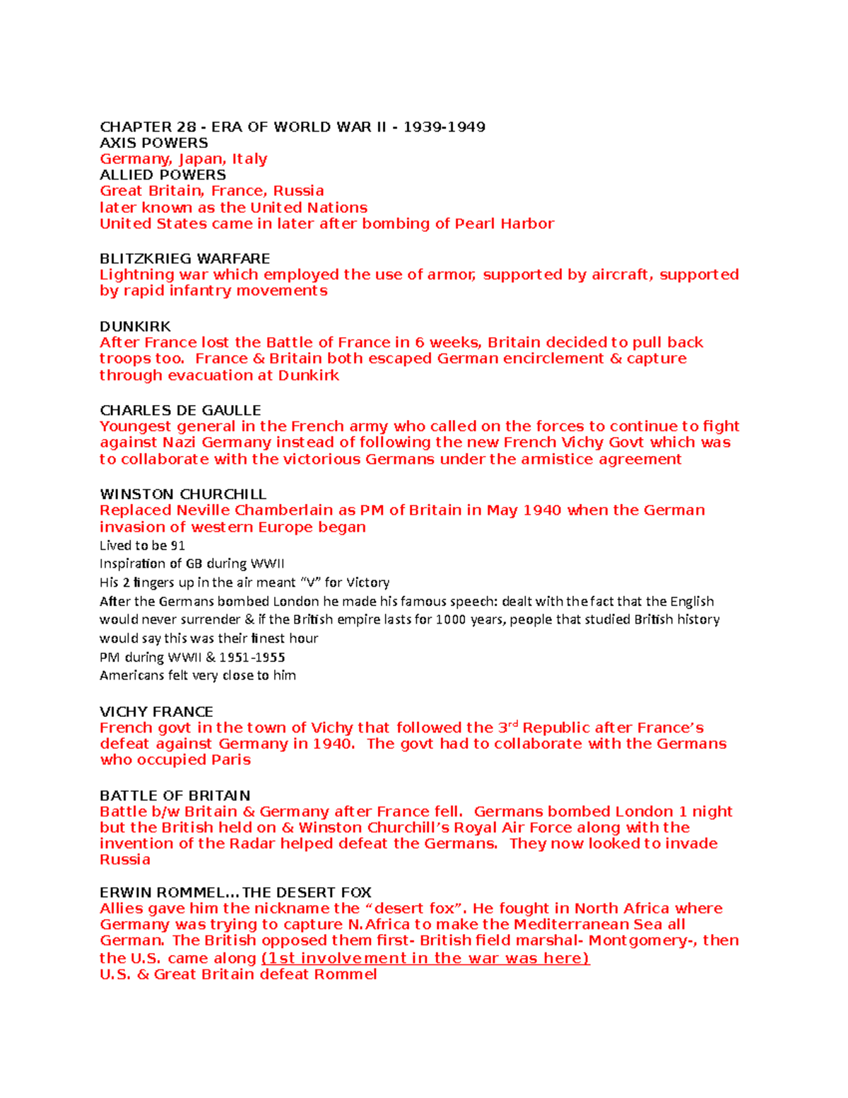 World War 2 chapters - CHAPTER 28 ERA OF WORLD WAR II AXIS POWERS ...