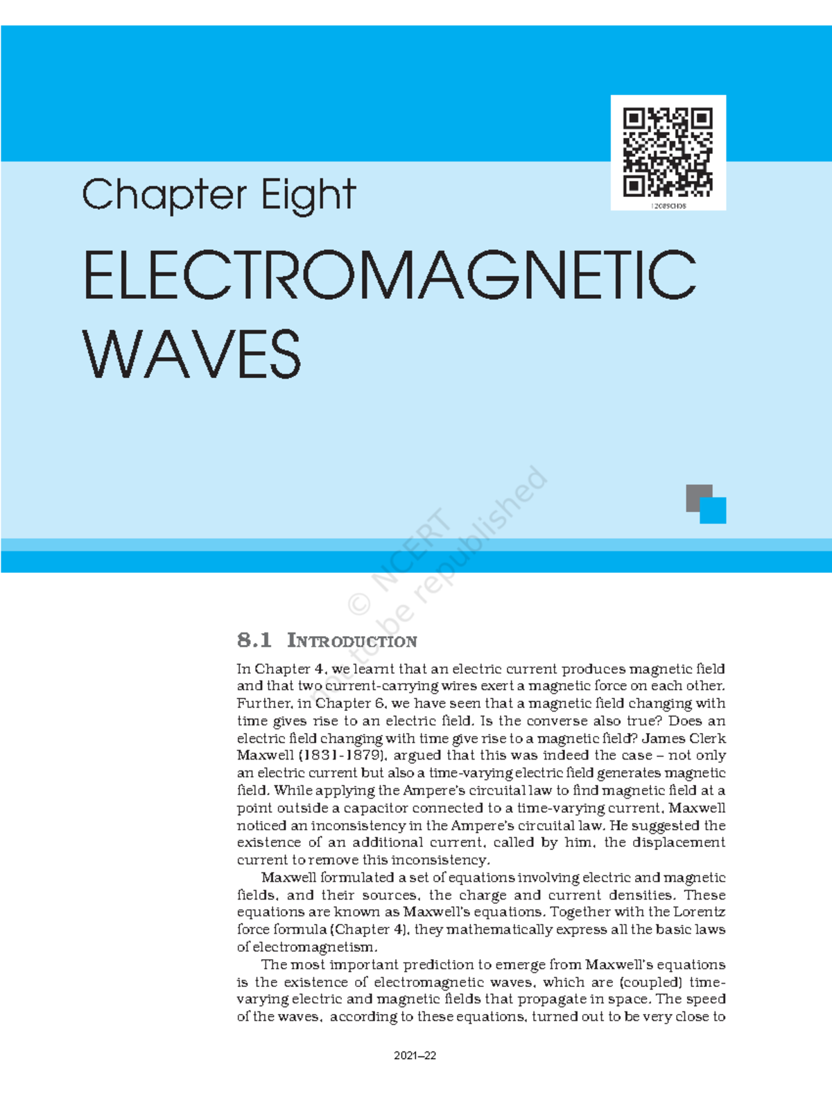 Leph108 - chapter 8 - Chapter Eight ELECTROMAGNETIC WAVES 8 ...