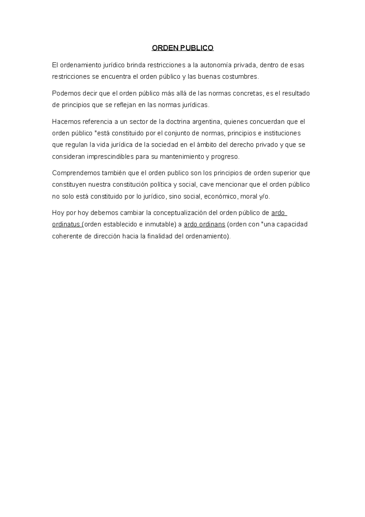 Orden Publico, PAG. 1 3 - IMPORTANTE - ORDEN PUBLICO El ordenamiento ...