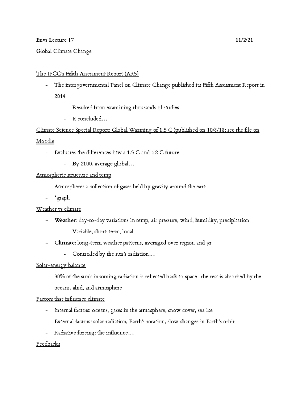 Envs lec 17 - Detailed notes from class - essential for pop quizzes and ...