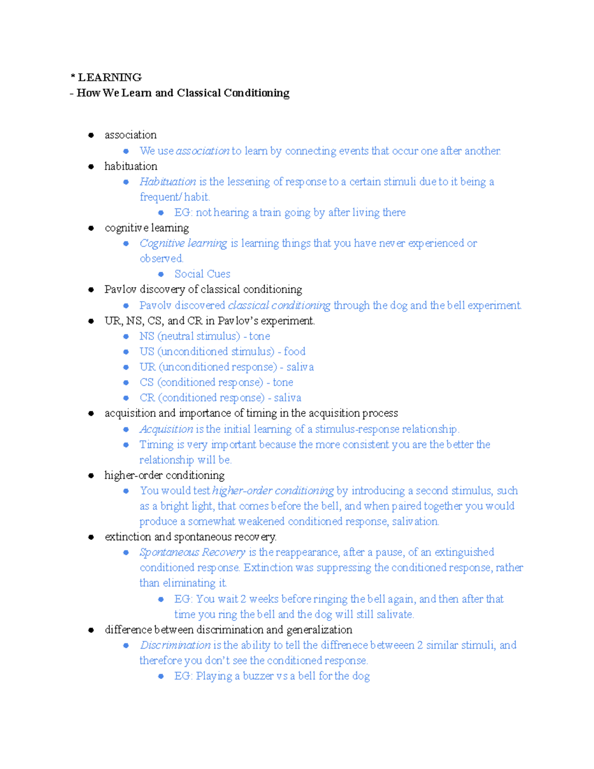 LEARNING THROUGH CLASSICAL CONDITIONING* - * LEARNING - How We Learn ...