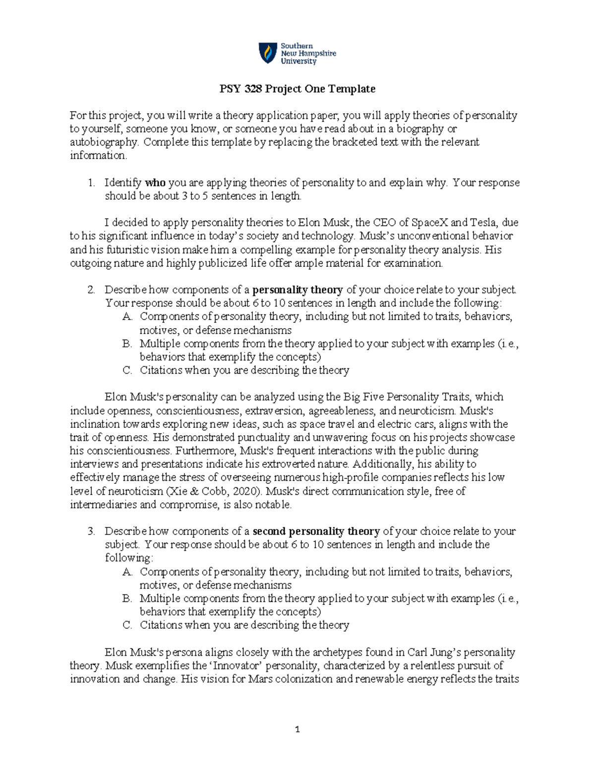 PSY 328 Project One Complete - PSY 328 Project One Template For this ...