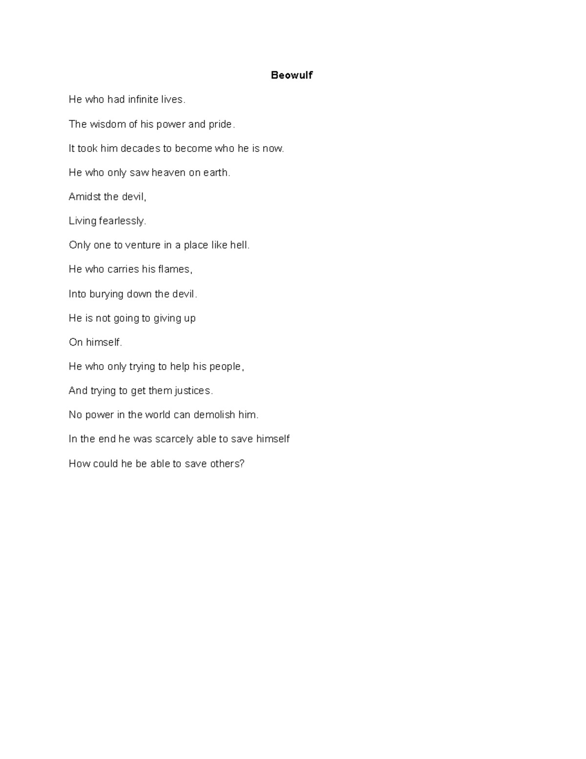 Ansh Patel (Serpent) Retell a Mythic Moment Poem - Beowulf He who had ...