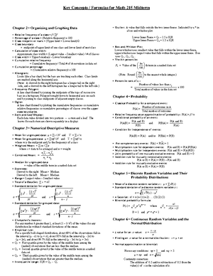 MATH215 - Final Cheat Sheet - Math 215 - Studocu