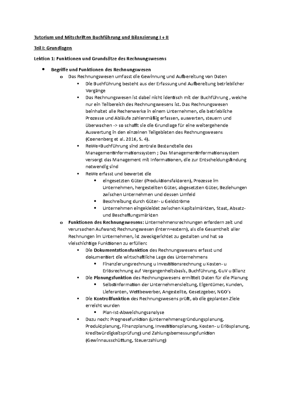 Tutorium Buchführung und Bilanzierung - Tutorium und Mitschriften Buchführung und Bilanzierung I ...