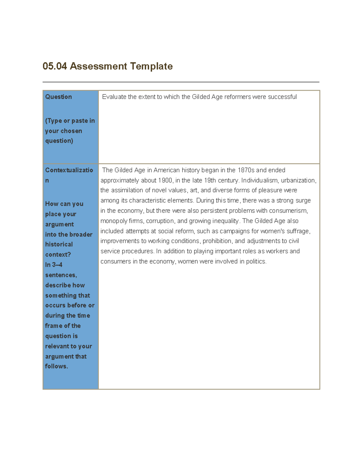 504 - Its okay - 05 Assessment Template Question (Type or paste in your ...