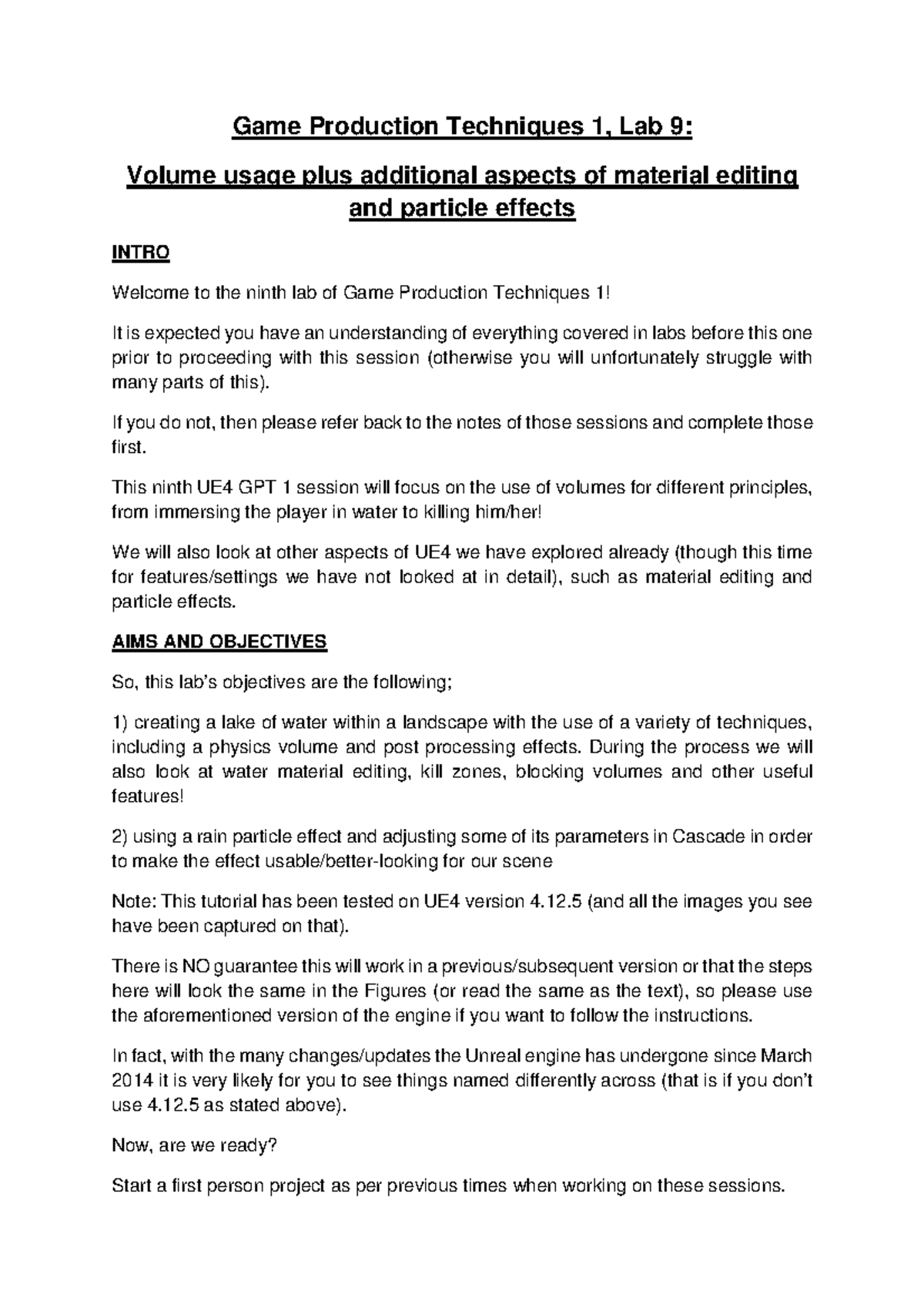 GPT 1 Tutorial 9 - tut9 - Game Production Techniques 1, Lab 9: Volume usage plus additional ...