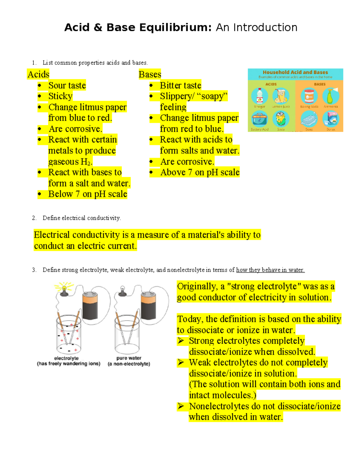 Acid base intro qs 2023 answers - Acid & Base Equilibrium: An ...