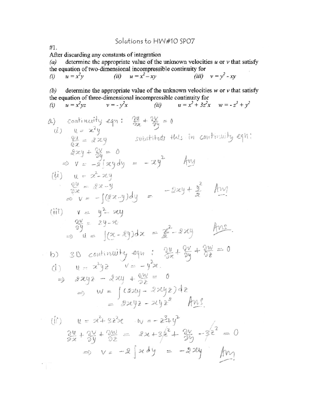 Hw10 soln - hws - Fluid Mechanics - Solutions to HW#10 SP - Studocu