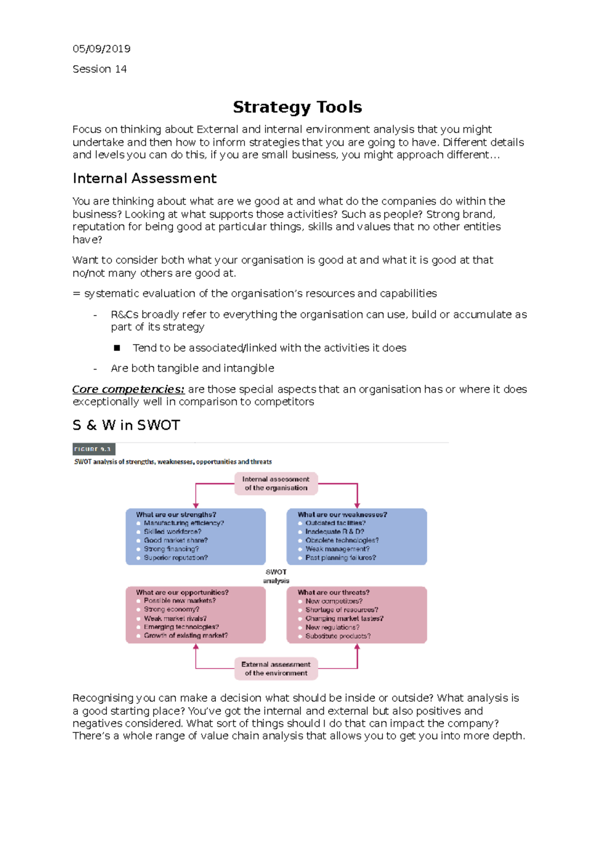 Session 14 Strategy Tools - Session 14 Strategy Tools Focus on thinking ...