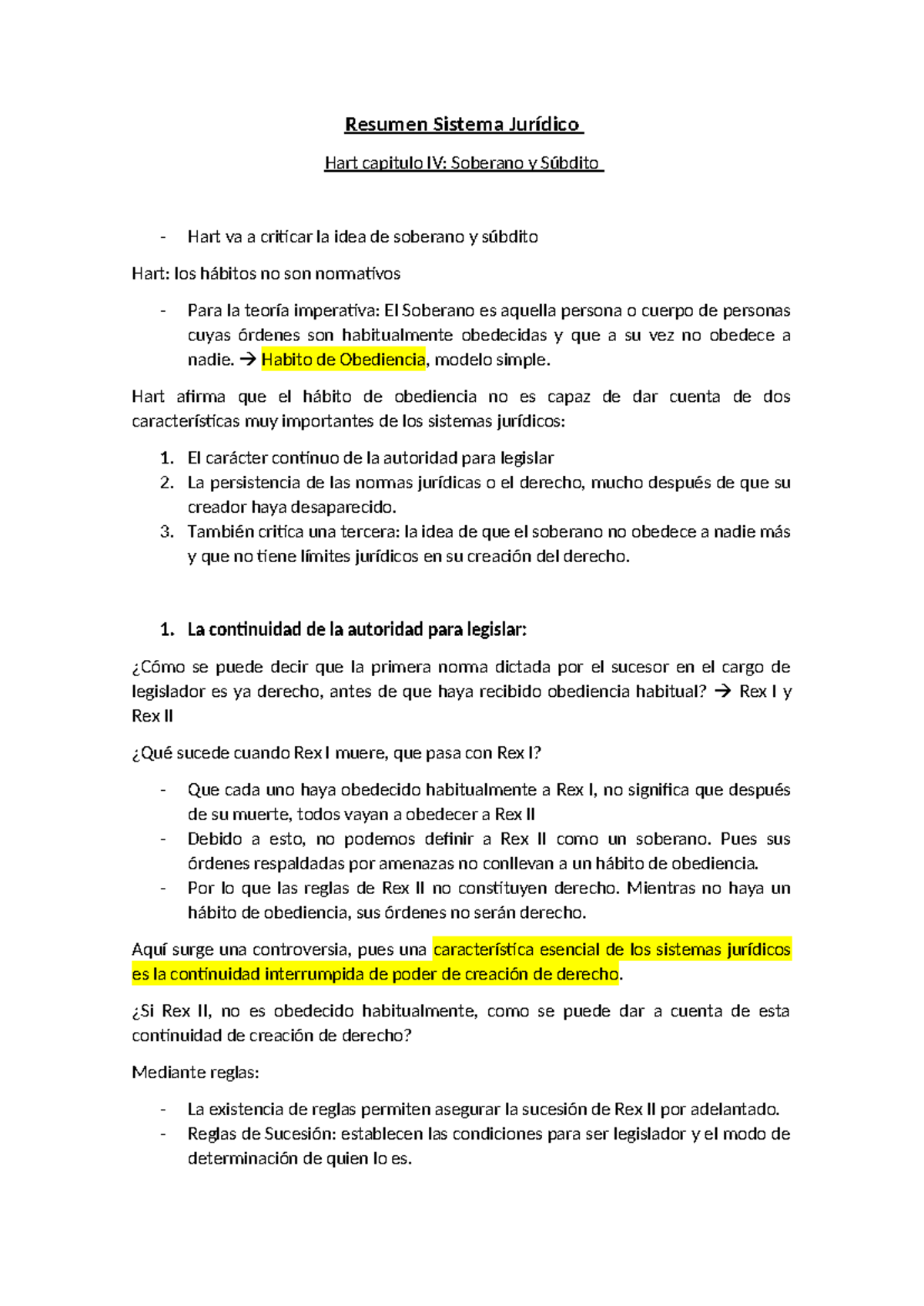 RESUMEN PRUEBA 2 - Resumen Sistema Jurídico Hart capitulo IV: Soberano ...