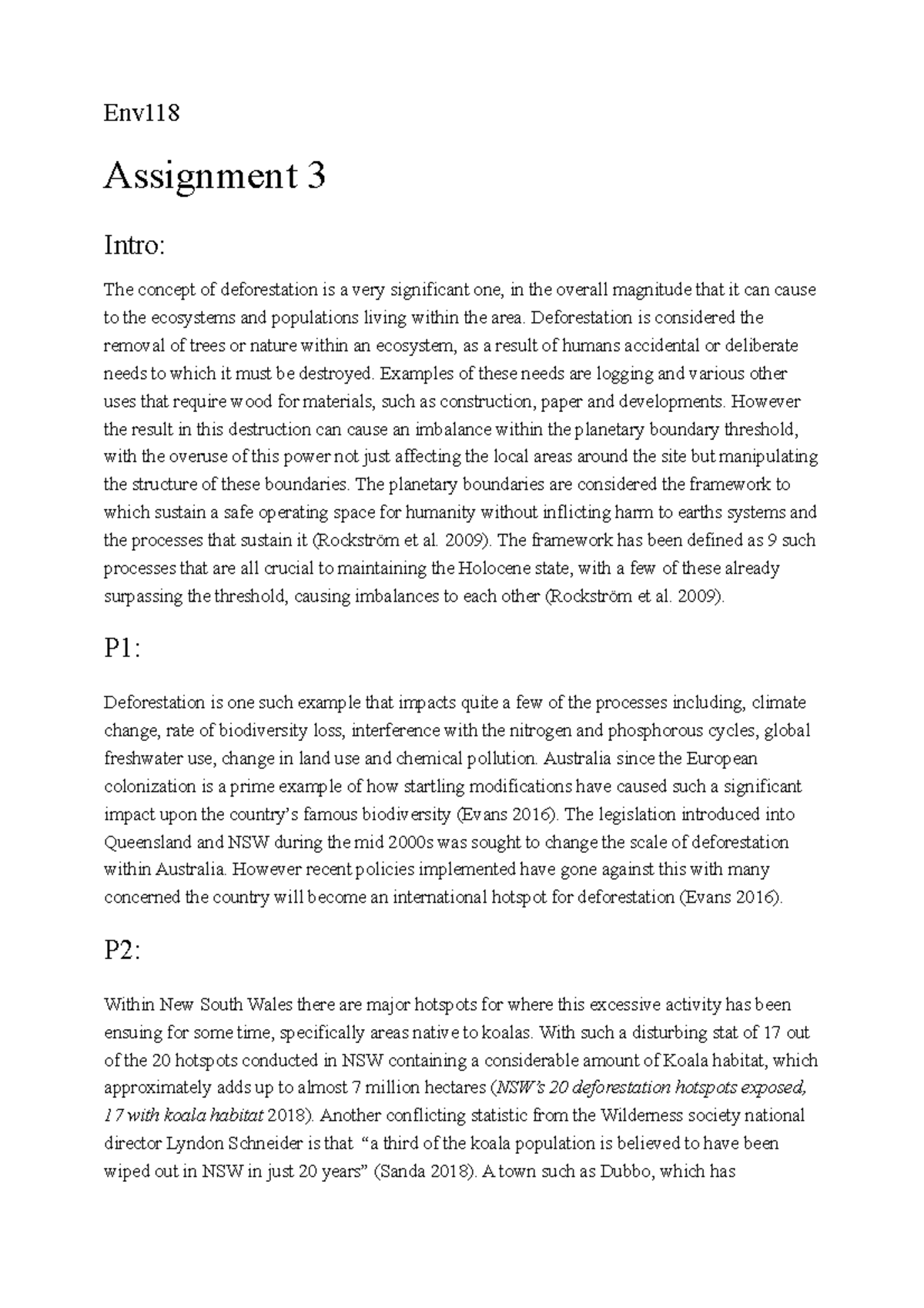 Assignment 3 Envs118 - Planetary boundaries and Local Changes - Env Assignment 3 Intro: The ...