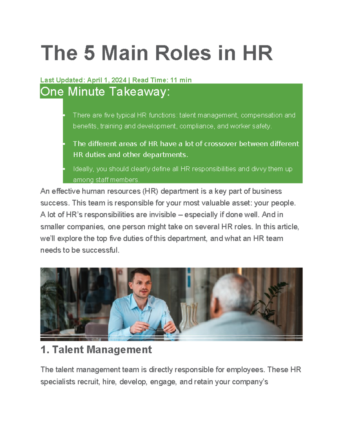 The 5 Main Roles in HR - Accounting plays a critical role in the ...