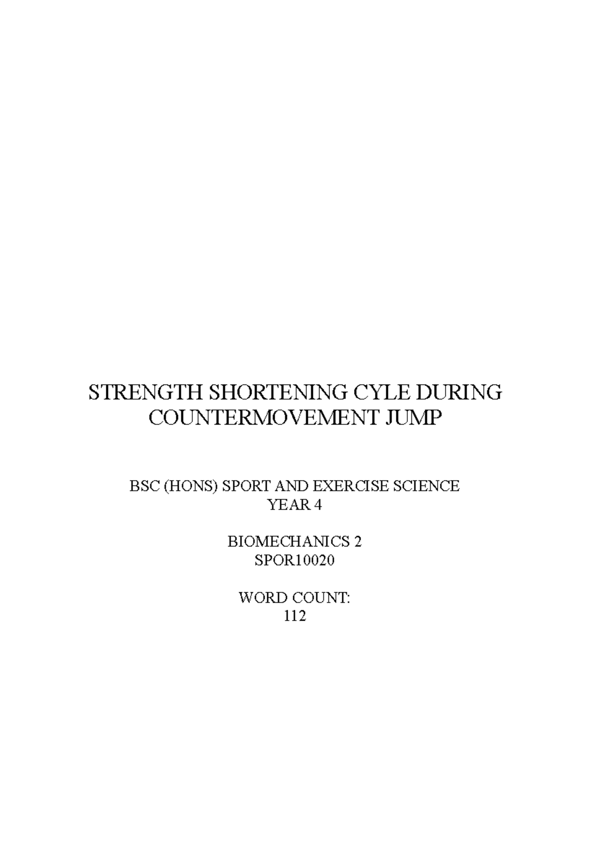 SSC duing CMJ - Biomechanics worksheets for the final exam - STRENGTH ...