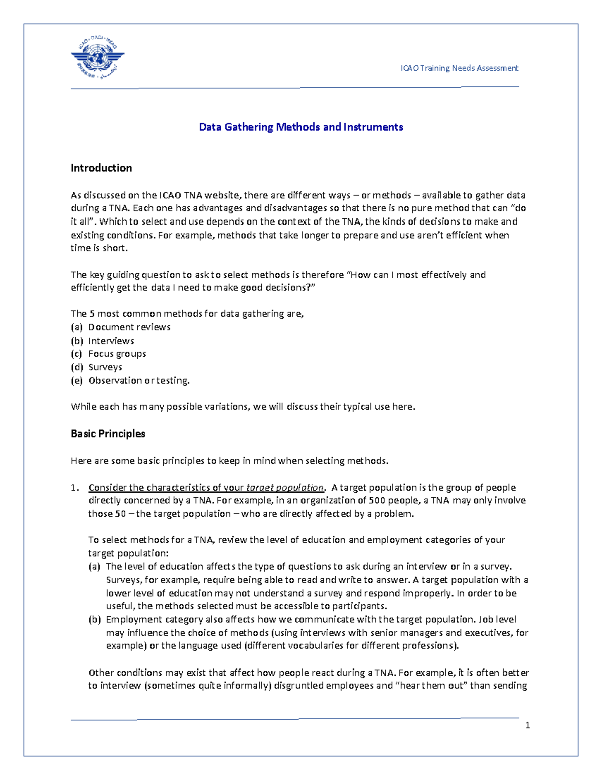 Methods for data gathering - Data Gathering Methods and Instruments ...