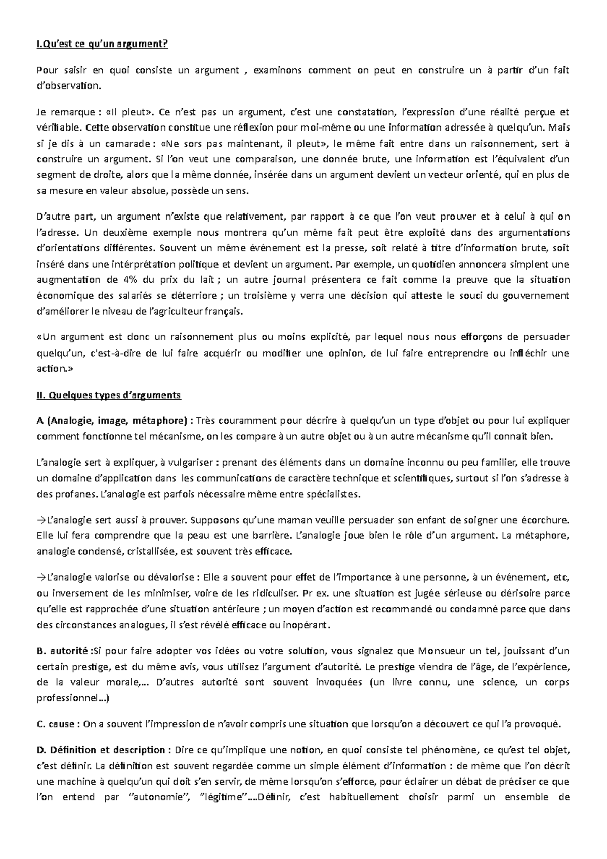 Argumentation exercices - I’est ce qu’un argument? Pour saisir en quoi consiste un argument ...