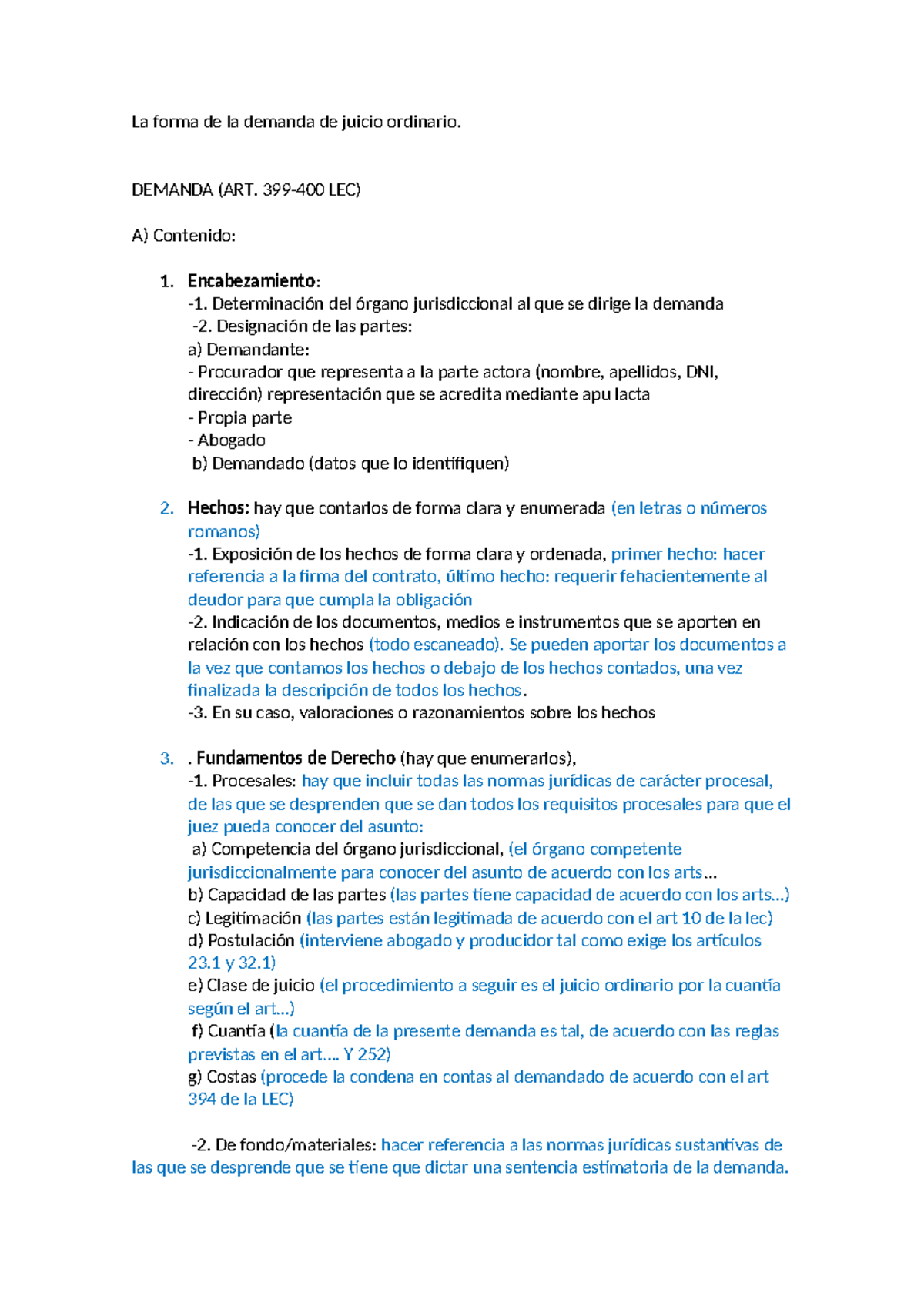 Forma Demanda-esquema procesos civiles ordinarios - La forma de la ...