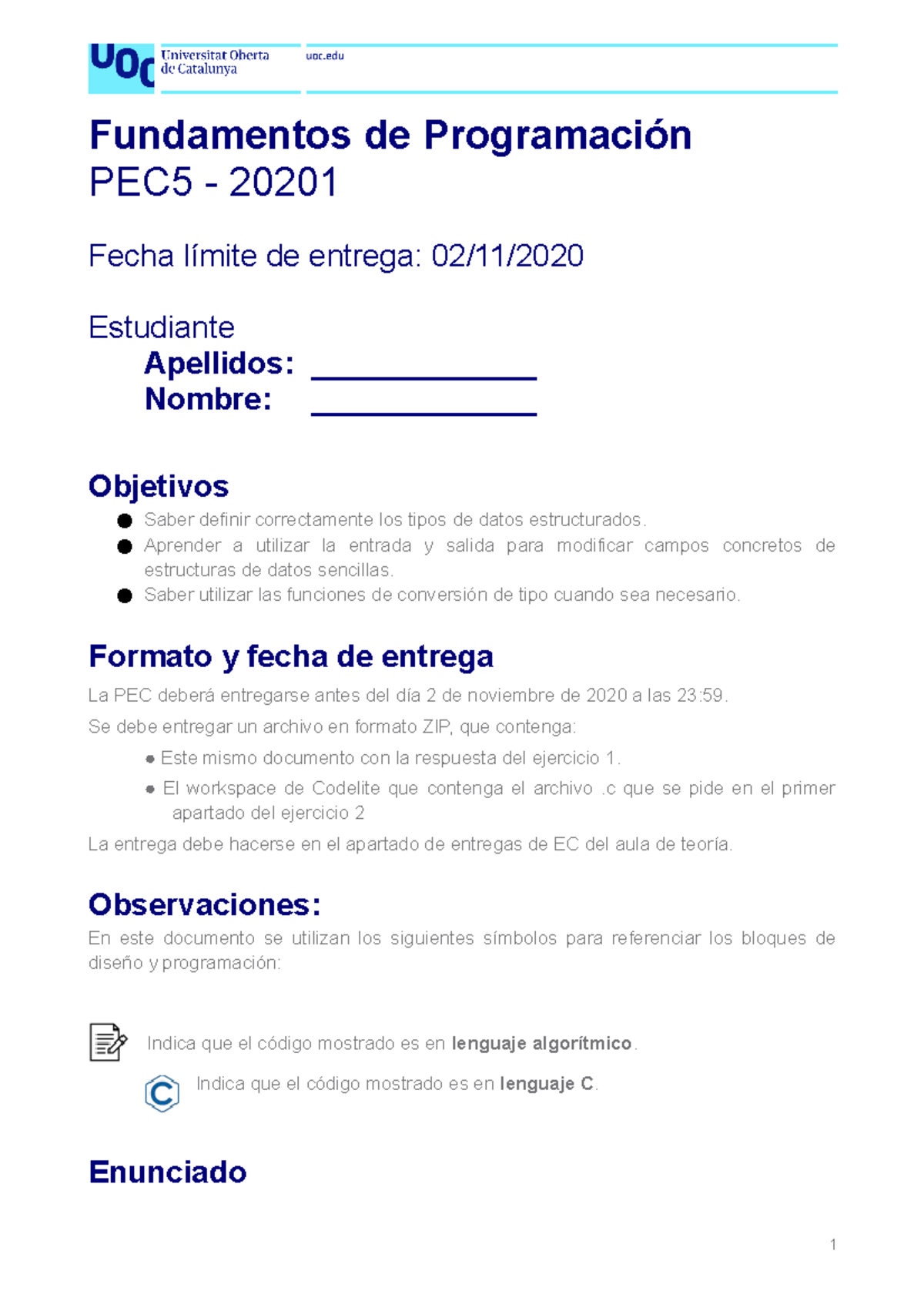 75554 PEC5 20201 E - pec5 - Fundamentos de Programación PEC5 - 20201 ...