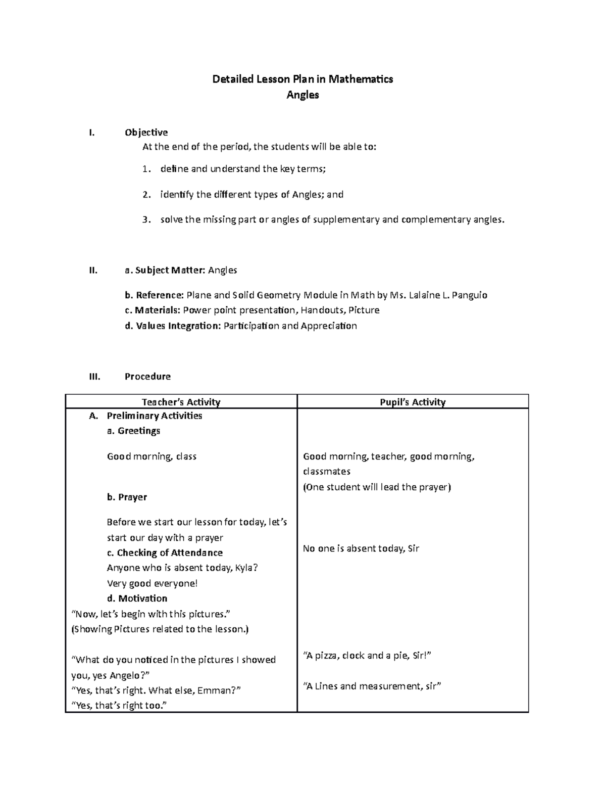 Detailed Lesson Plan In Math Detailed Lesson Plan In Mathematics