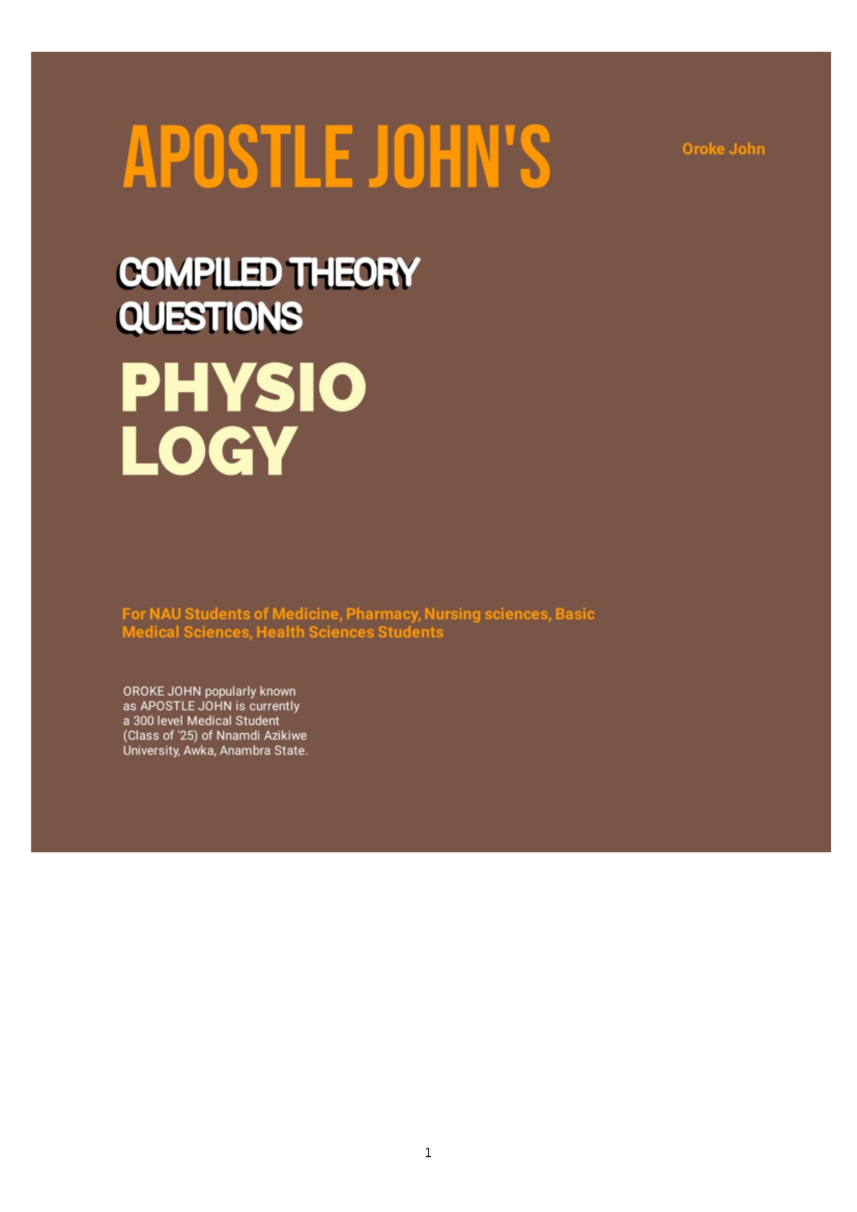 Apostle JOHN PIO Theory PAST Questions-1 - PIO THEORY QUESTIONS ...