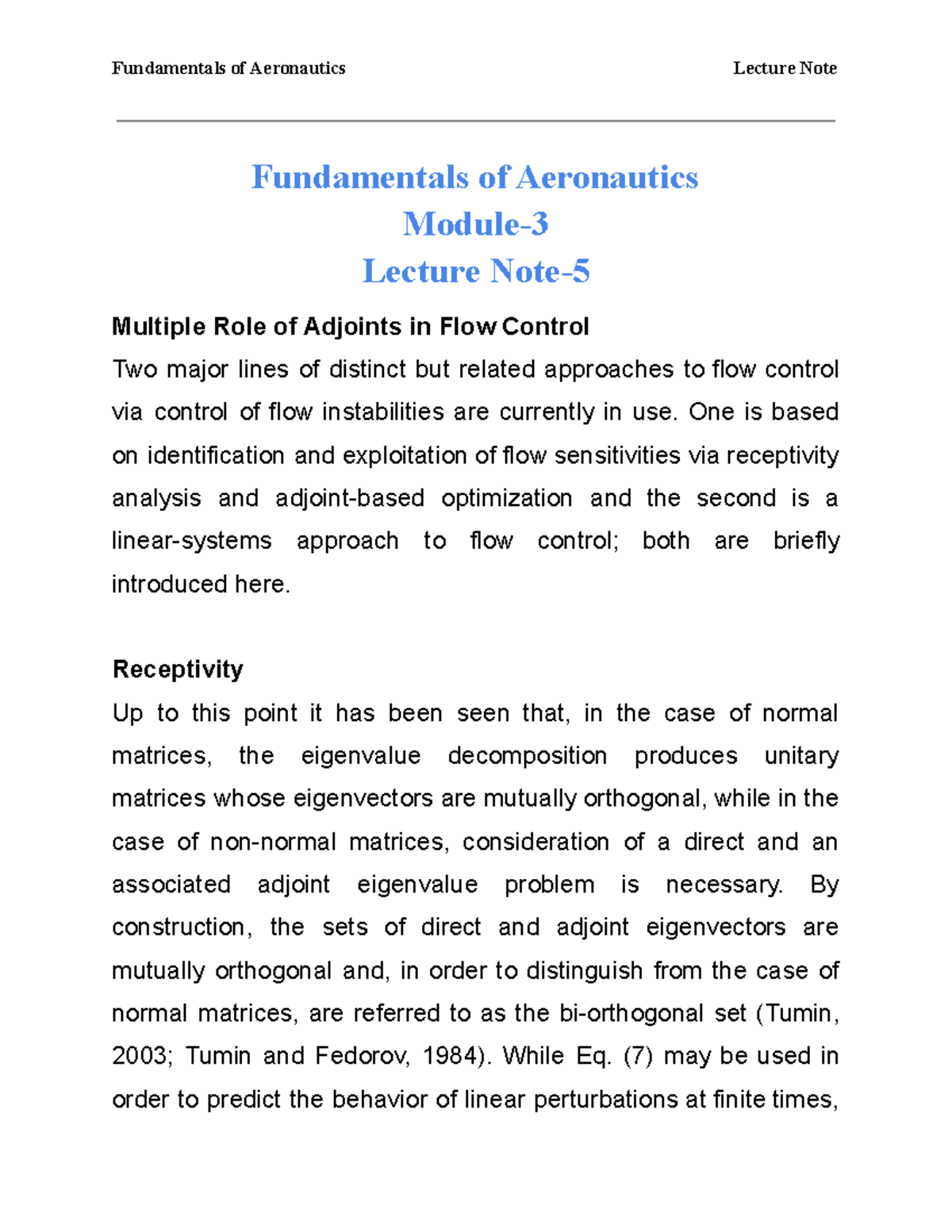 Fundamentals of Aeronautics Module 3 Lecture note 5 - Fundamentals of Aeronautics Module ...