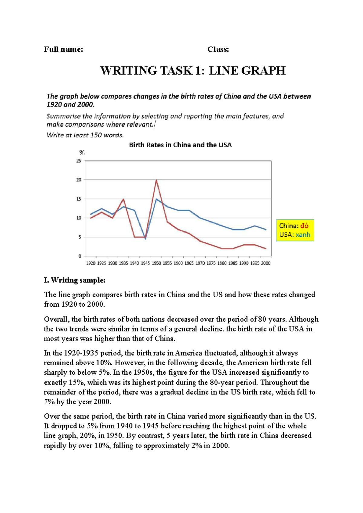 Line graph - English practice tasks on various topics. - Full name ...
