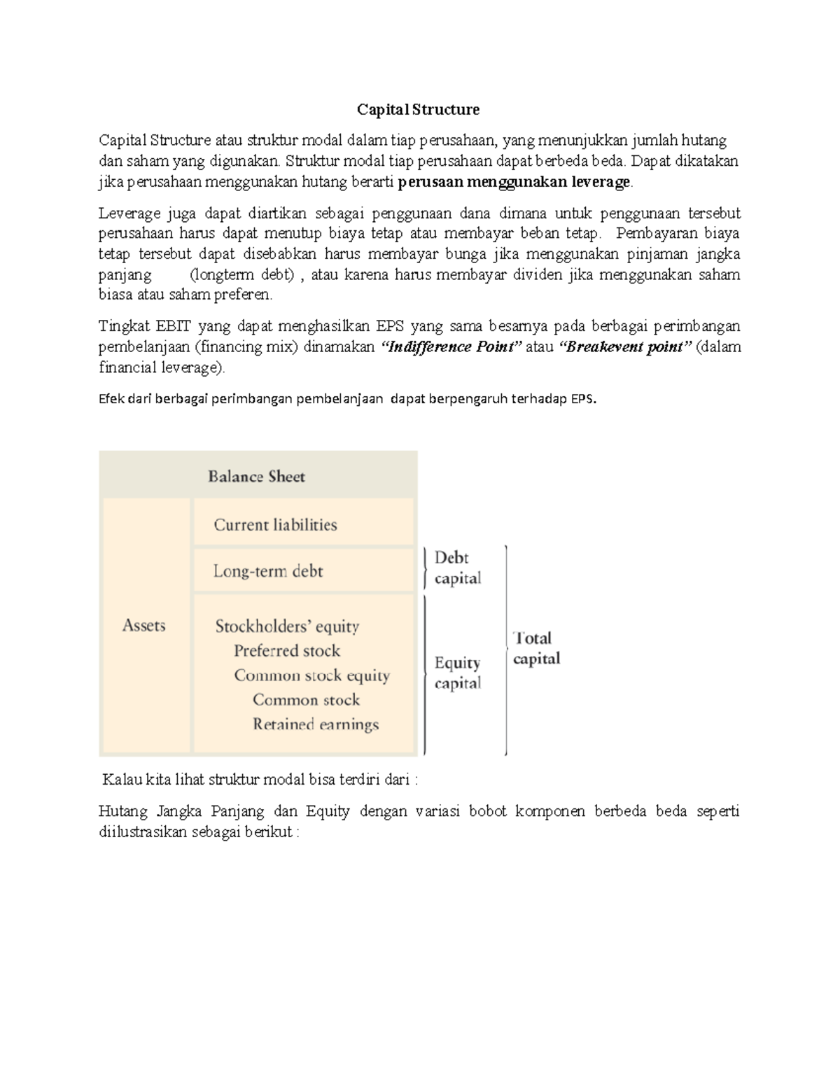 Capital Structure - Lecture notes Chapter 3 - Capital Structure Capital ...