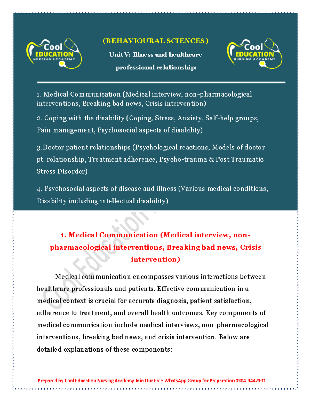 Behavioral Sciences Unit 05 by Cool Education - (BEHAVIOURAL SCIENCES ...