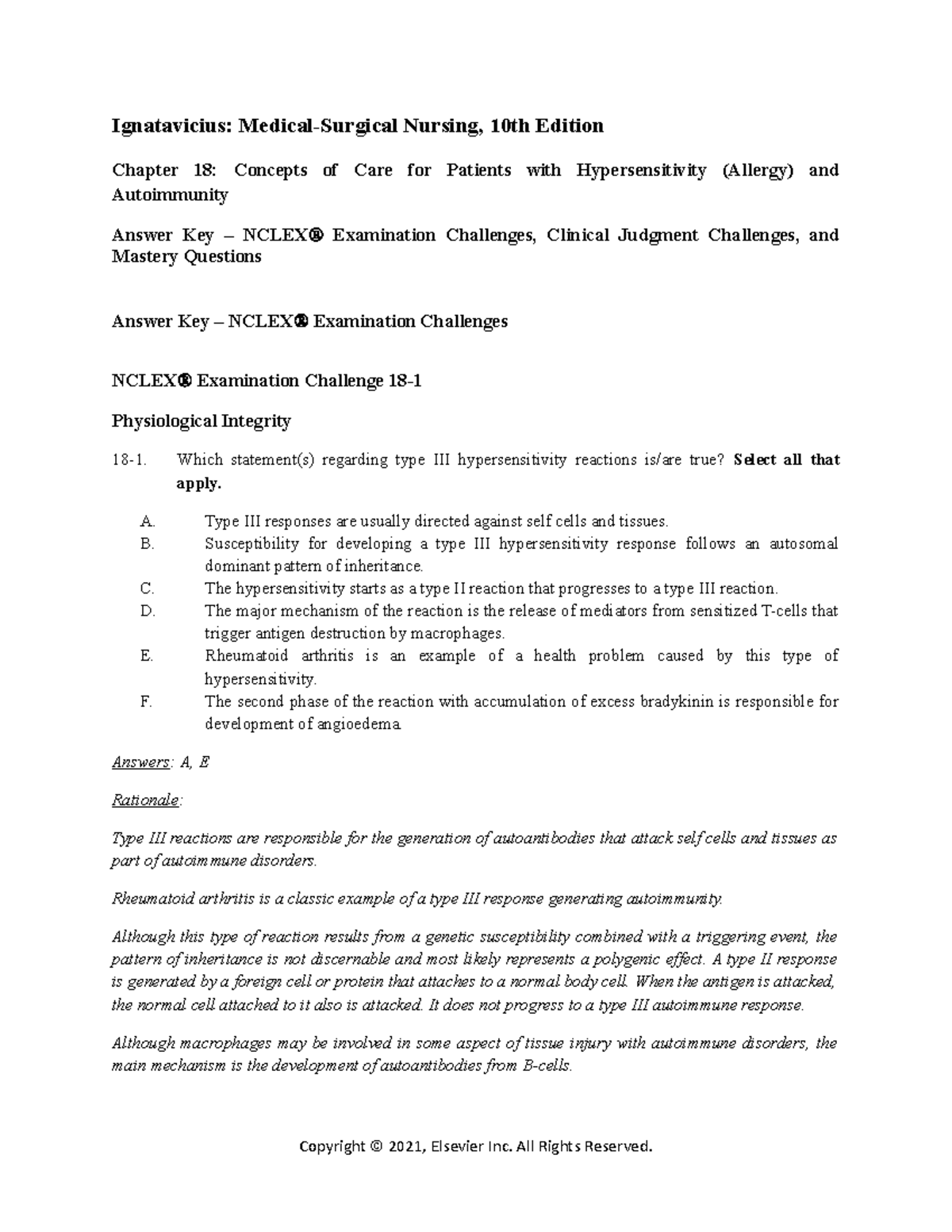 Chapter 018 - notes - Ignatavicius: Medical-Surgical Nursing, 10th ...