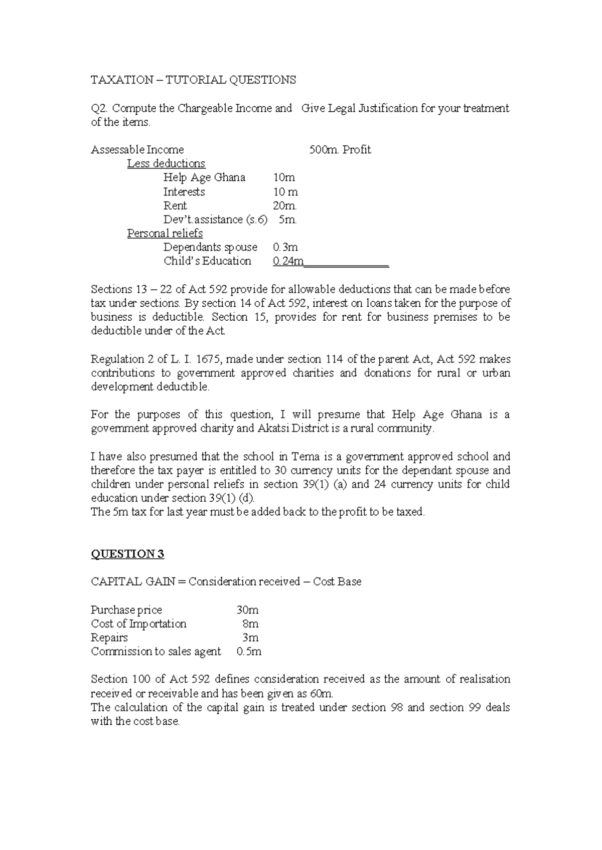 Answers TO Taxation Tutorial Questions 02 - TAXATION – TUTORIAL ...