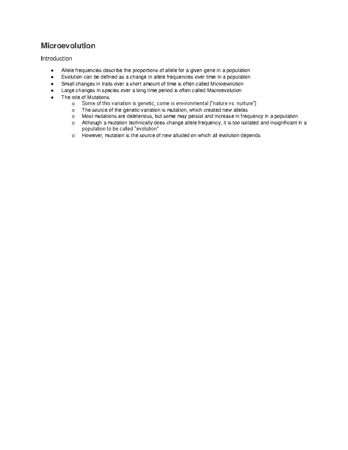 Microevolution Microevolution Introduction • Allele Frequencies 2272
