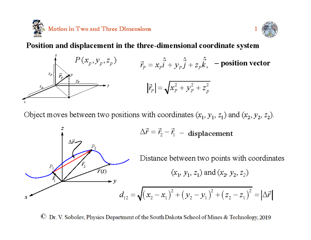 Physics chapter 04-1 - Position and displacement in the three ...