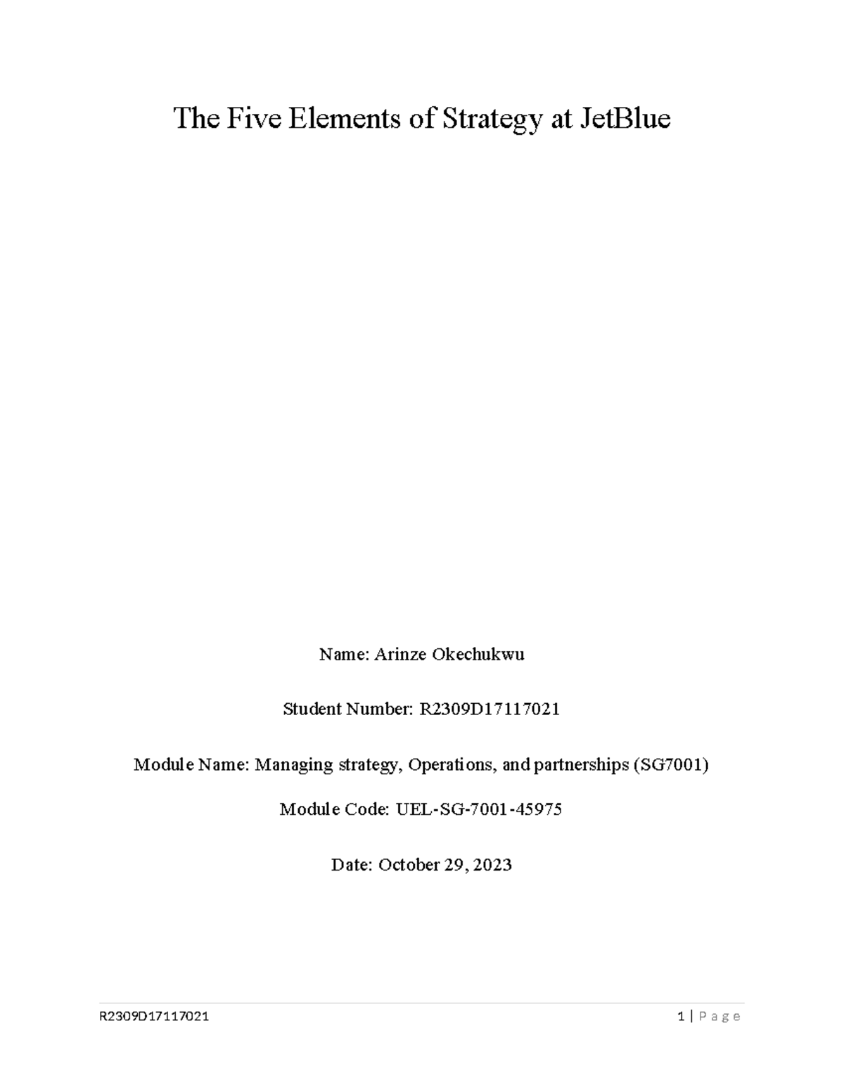 Arinze Okechukwu Task 1 - Individual Written Task - The Five Elements ... Arinze Okechukwu Task 1 - Individual Written Task - The Five Elements ...