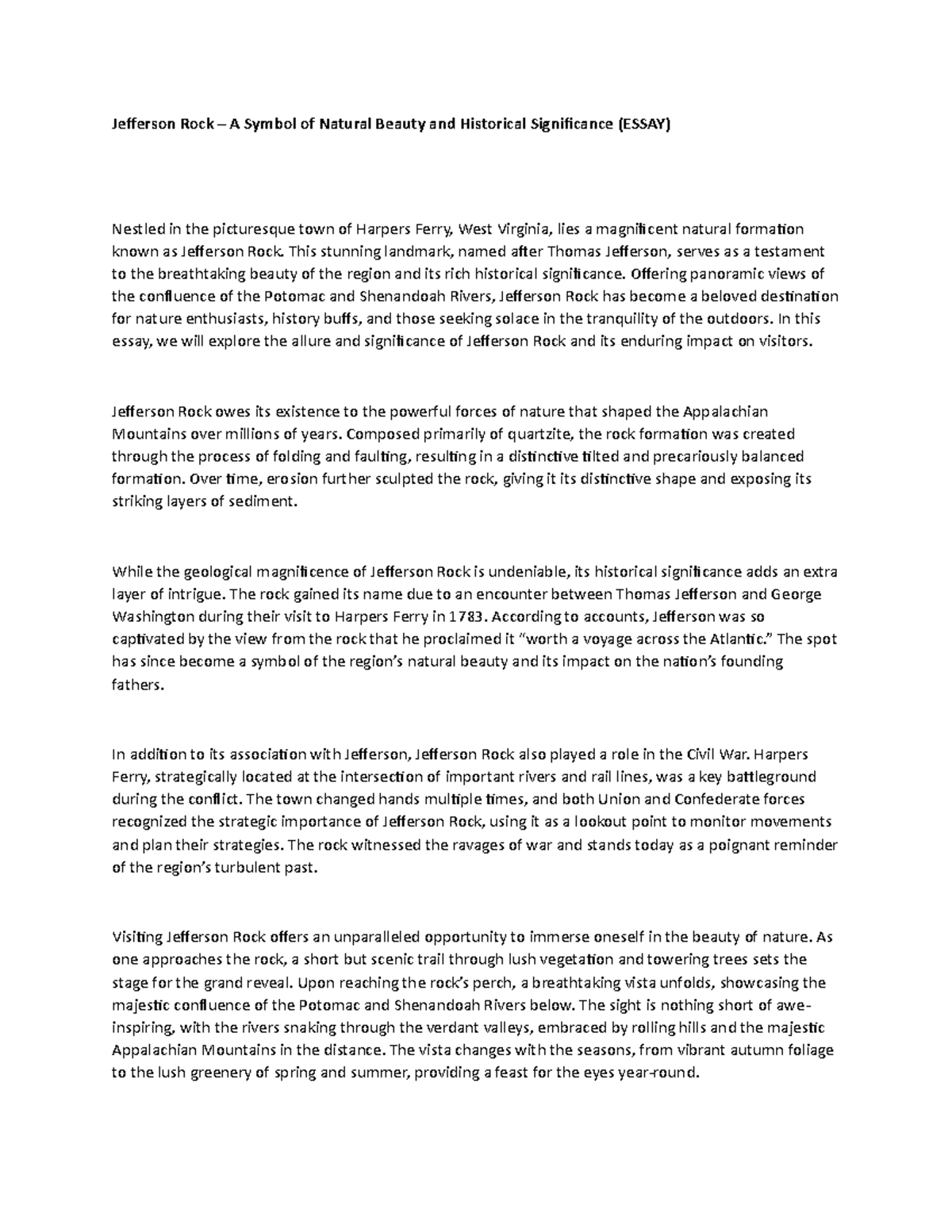 Jefferson Rock – A Symbol of Natural Beauty and Historical Significance ...