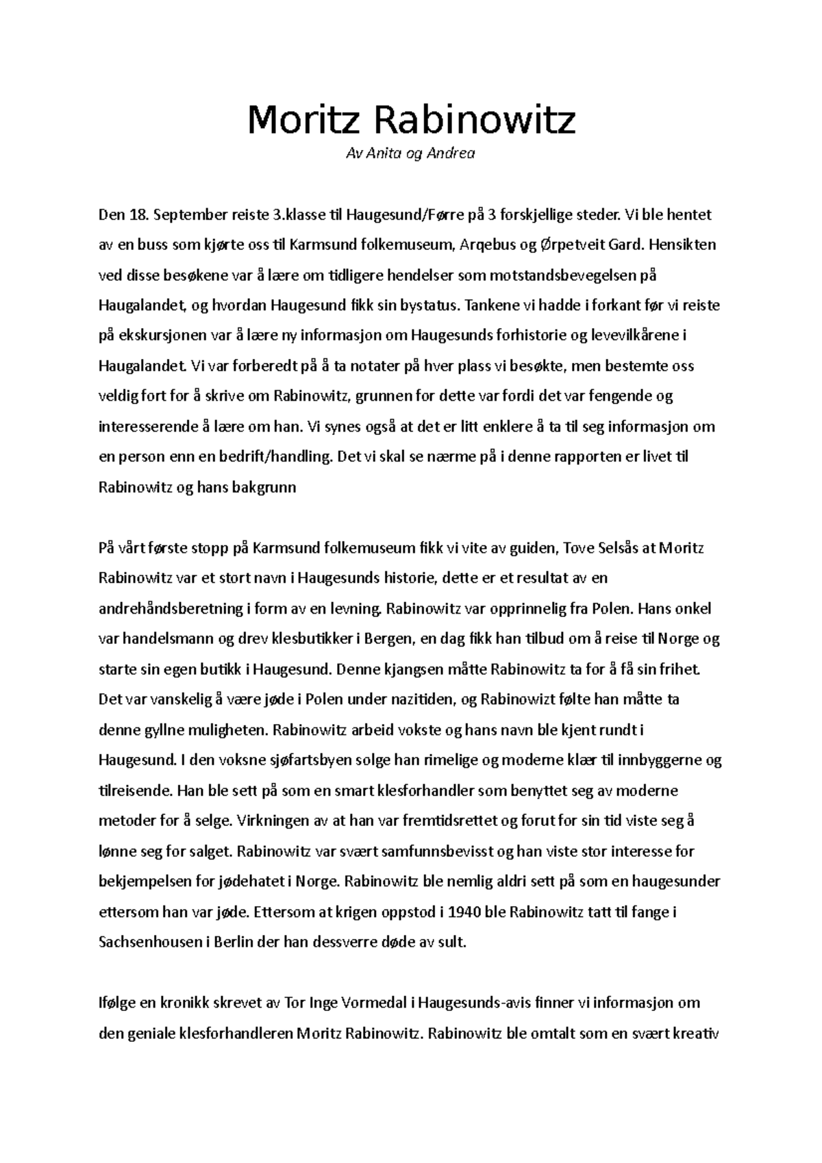 Moritz-Rabinowitz - ekskursjon - Moritz Rabinowitz Av Anita og Andrea ...