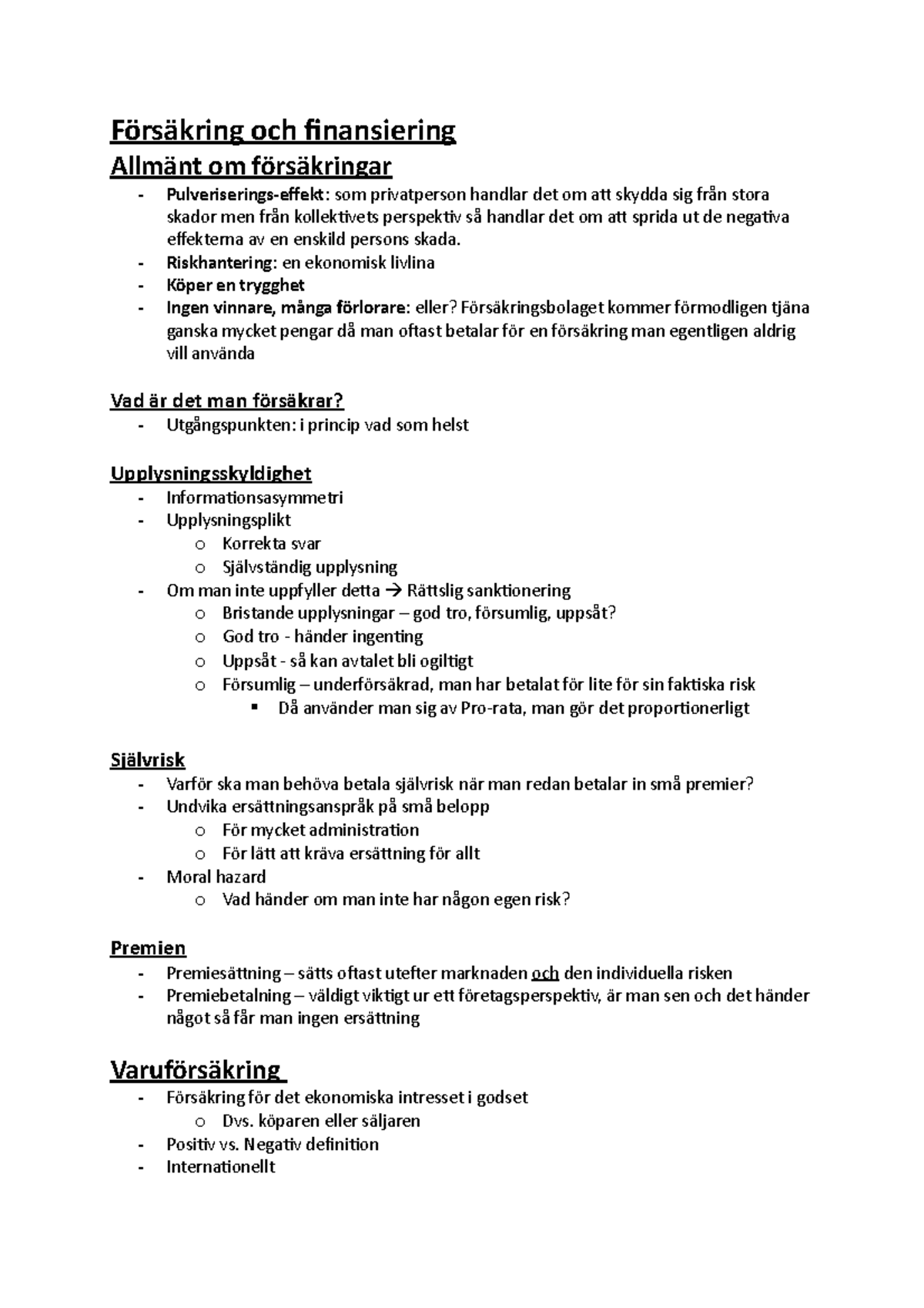 Försäkring och finansiering - Försäkring och finansiering Allmänt om ...