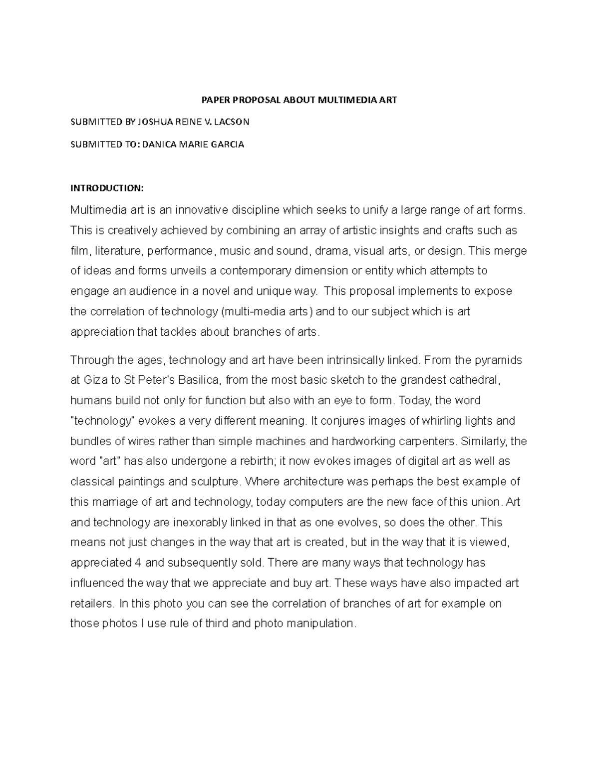 Paper Proposal About Multimedia ART - PAPER PROPOSAL ABOUT MULTIMEDIA ...