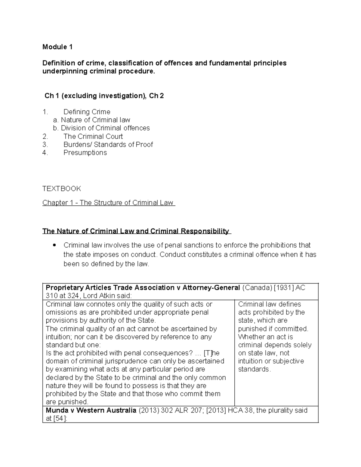 Module 1- Notes - Module 1 Definition of crime, classification of ...