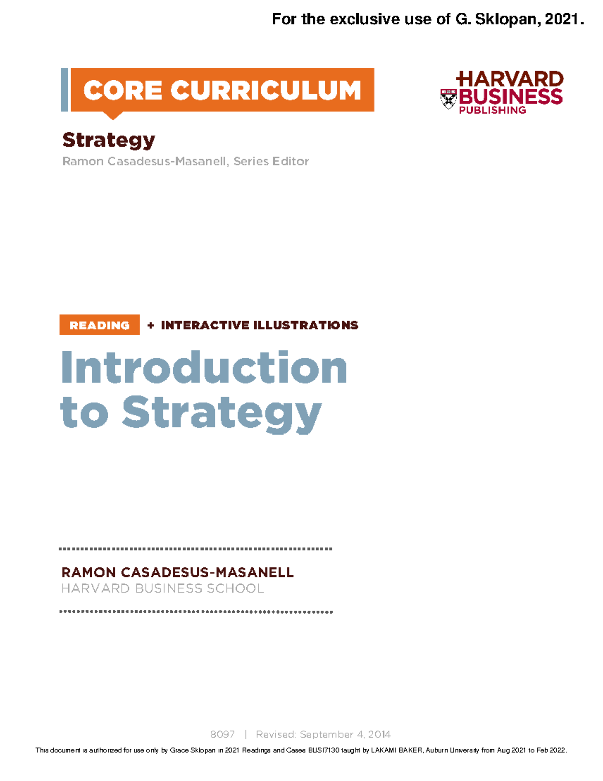 Intro to strat - Strategy Ramon Casadesus-Masanell, Series Editor ...