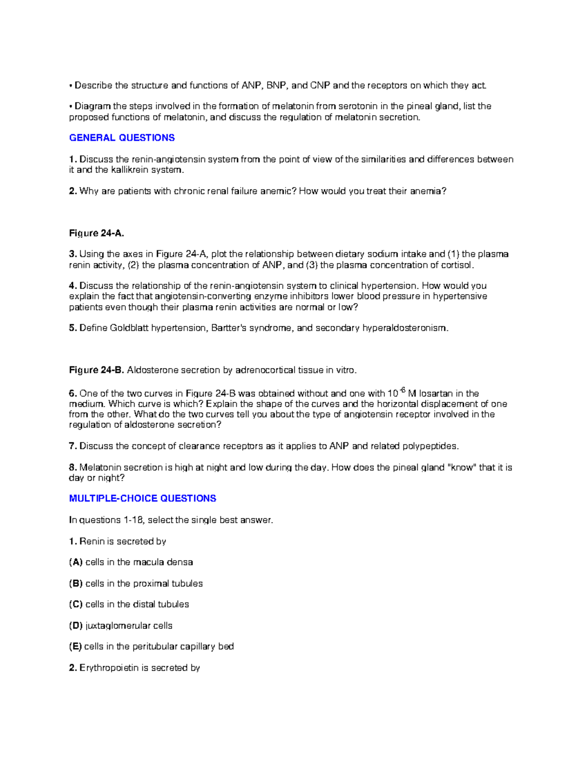 Ganong - Review of Medical Phys-121-160-4 - Describe the structure and functions of ANP, BNP ...