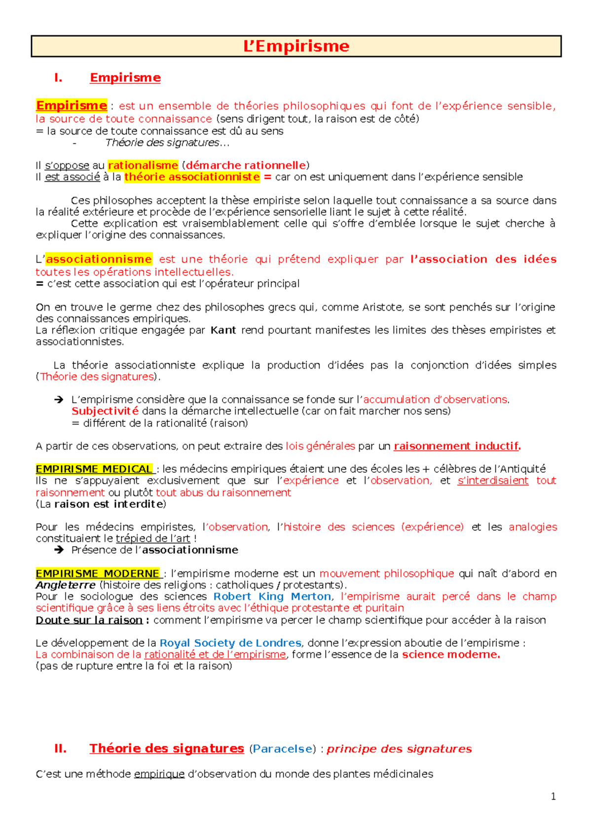 L'Empirisme - PASS sciences humaines - L’Empirisme I. Empirisme ...