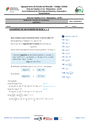 Ficha de trabalho 1 modulo A1 - Matemática – 10.º (Ano 1) Ano letivo 2023/ Módulo A1: Geometria ...