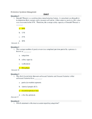 Production Management Quiz 1 - Production Operation Management Quiz 1 ...
