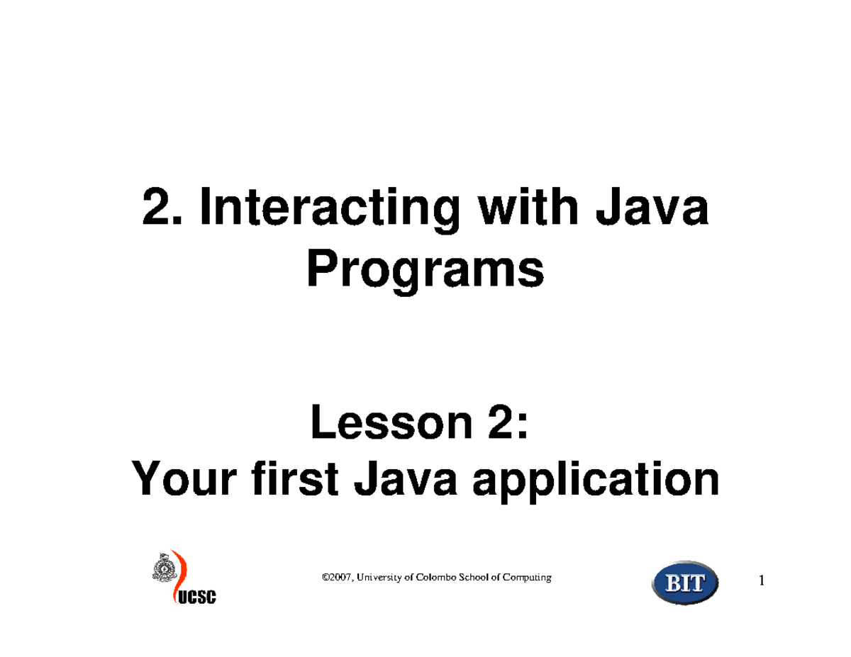 IT2203 Section 2 Lesson 2 - Introduction to computing - UoC - Studocu