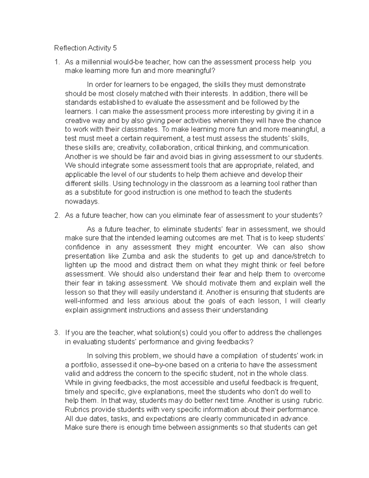 Reflection Activity 5 - bchkll - Reflection Activity 5 As a millennial ...