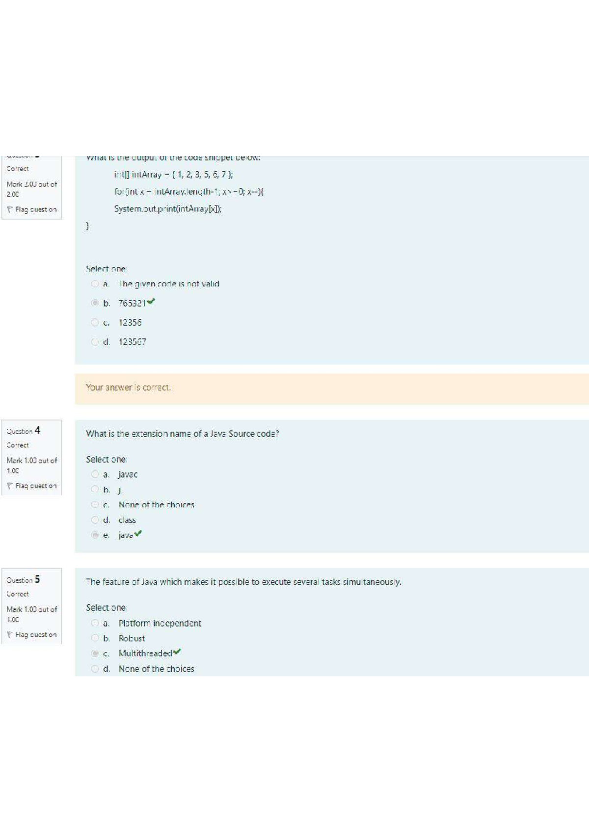 Final-EXAM-ATTEMPT 1 98/100 - vvilat IS the output or the code smppet below: Correct intArray (1 ...